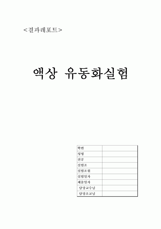 화학공학실험 액상유동화