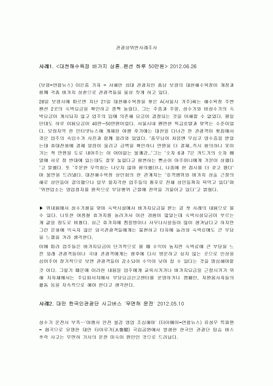 관광상위반 사례조사