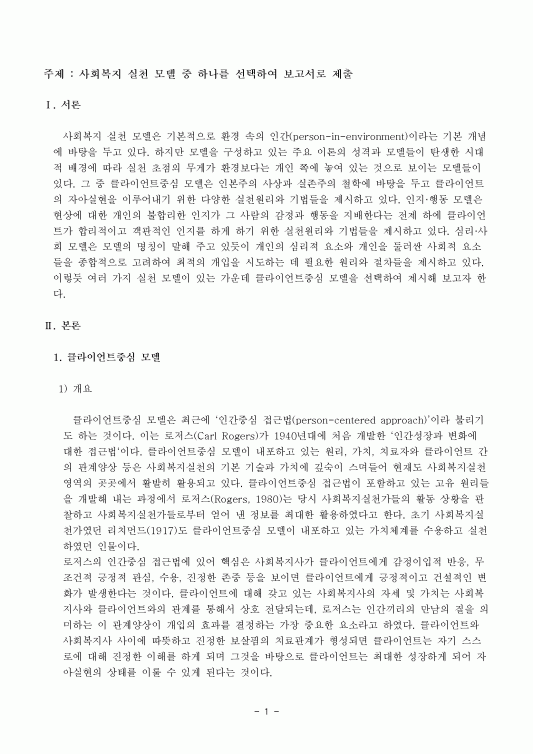사회복지실천론- 사회복지실천 모델 중 하나