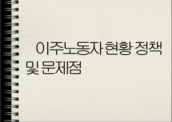 이주노동자 현황 정책 및 문제점