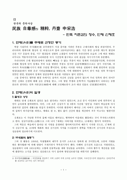 민족 자존감의 정수, 단재 신채호