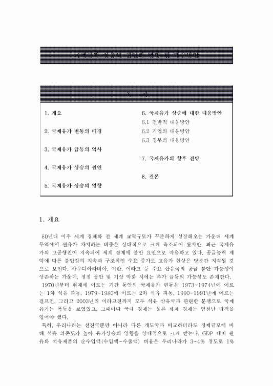 [경제] 국제유가 상승의 원인과 영향 및 대응방안