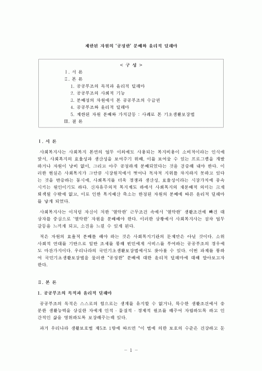 공정한분배 레포트 자료