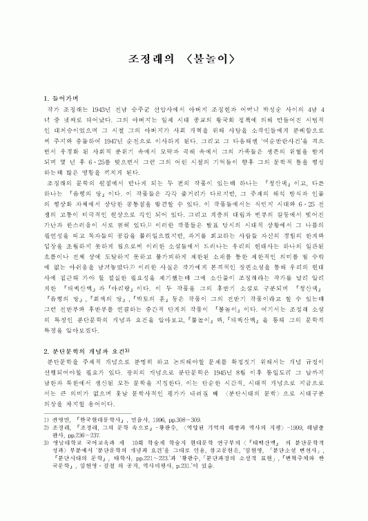 조정래의 〈불놀이〉