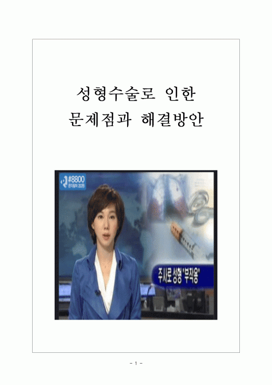 [성형문화,성형중독] 성형수술로 인한 문제점과 해결방안 보고서