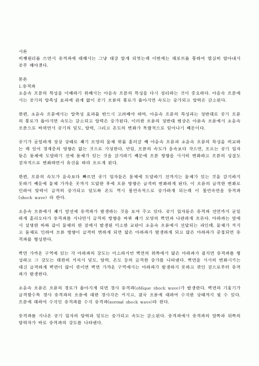 충격파 레포트 자료
