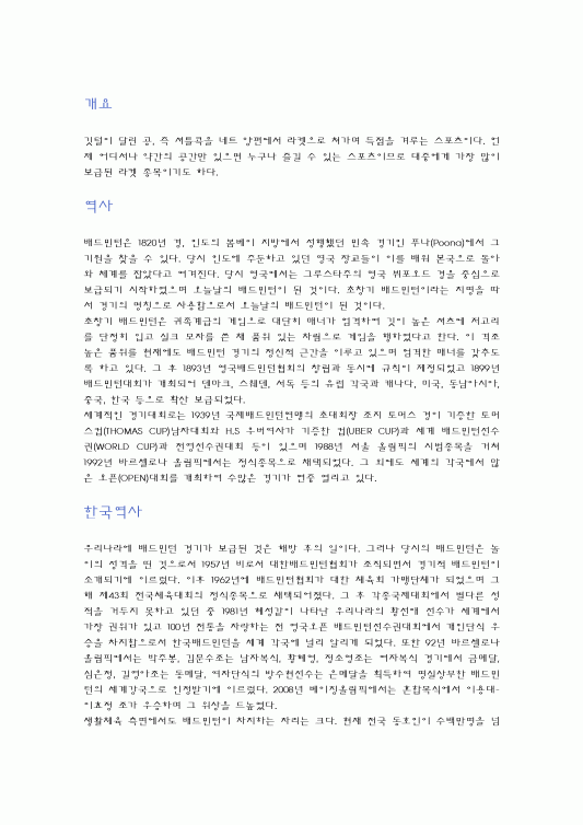배드민턴 레포트 자료