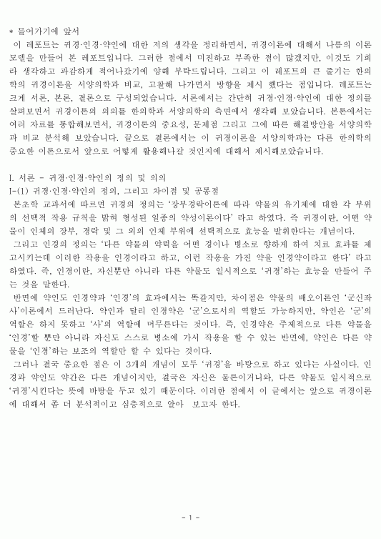 [본초학, 한의학] 歸經(귀경) & 引經(인경) & 藥引(약인)에 대한 고찰 - 귀경이론