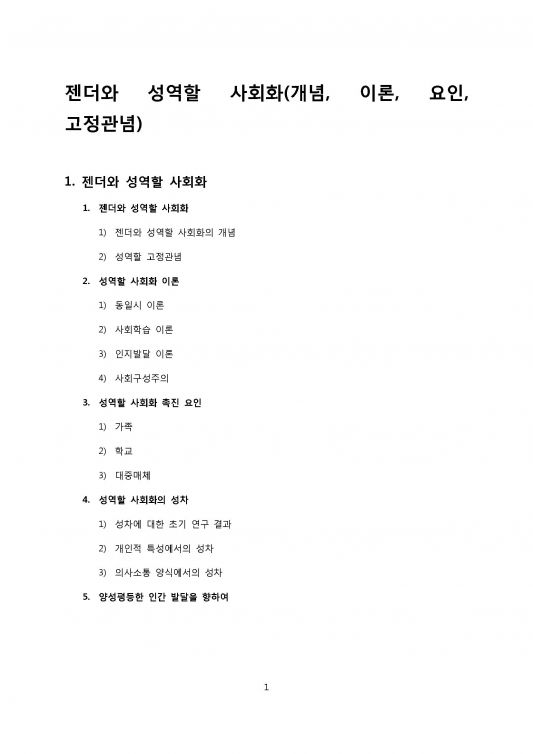 젠더와 성역할 사회화(개념, 이론, 요인, 고정관념)
