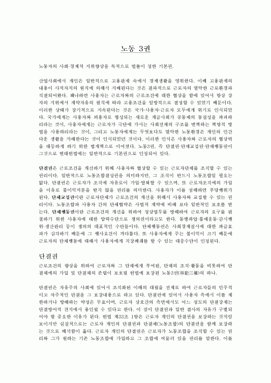 노동 3권 레포트 자료