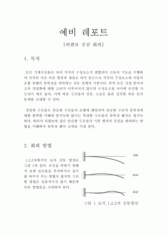 (예비) 외팔보 진동 회피