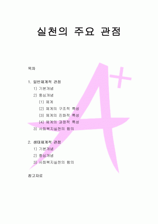 <실천의 주요 관점> 일반체계적 관점과 생태체계적 관점