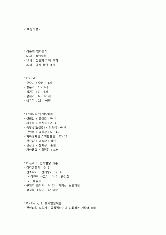 아동사정 레포트 자료