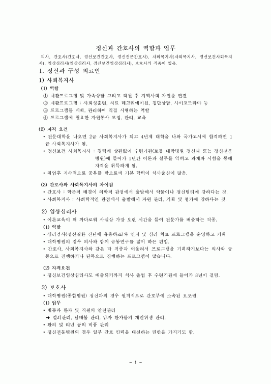 정신간호사의 역할