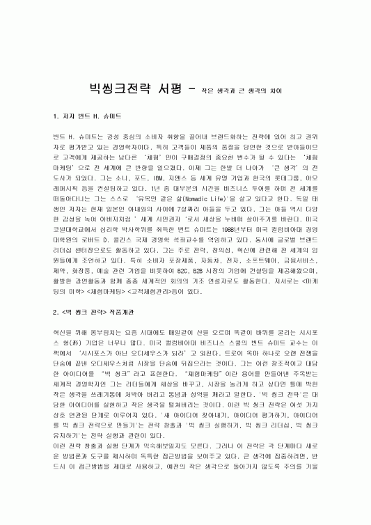 빅씽크전략 서평 - 작은 생각과 큰 생각의 차이