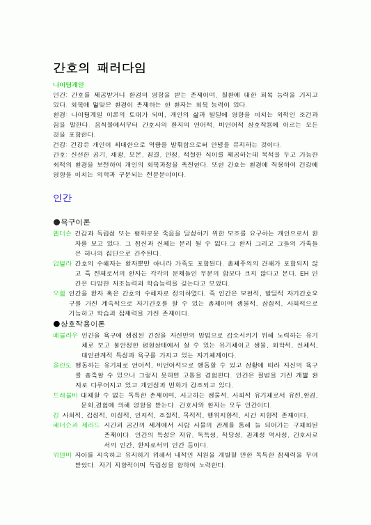 간호의 패러다임