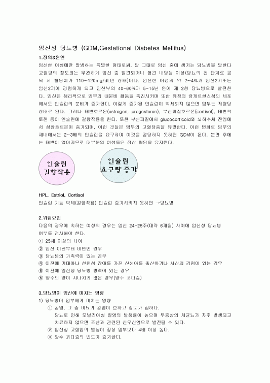 [모성간호학] 임신성당뇨 (GDM : Gestational Diabetes Mellitus)