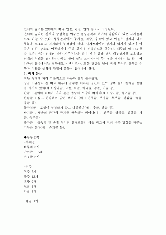 골격계의 구조