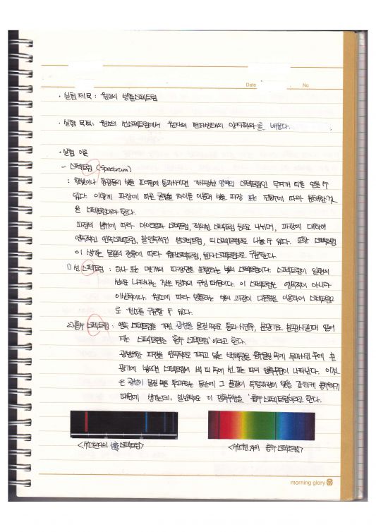 [일반화학 실험] 05- 원소의 방출 스펙트럼 : 원소의 선스펙트럼에서 원자의 전자상태의 양자화와를 배운다