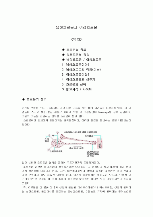 [생물학] 남성호르몬과 여성호르몬에 관해서