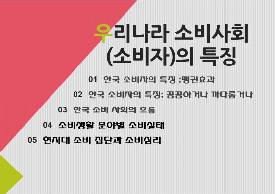 우리나라 소비사회의 특징