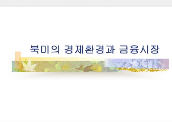 북미의 경제환경과 금융시장