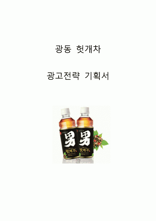 광동헛개차 기존광고전략분석및 헛개차 마케팅전략분석및 새로운 광고전략제안