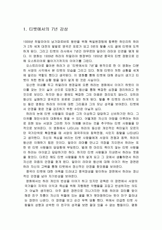 티벳에서의 7년 감상문에 관해서 조사
