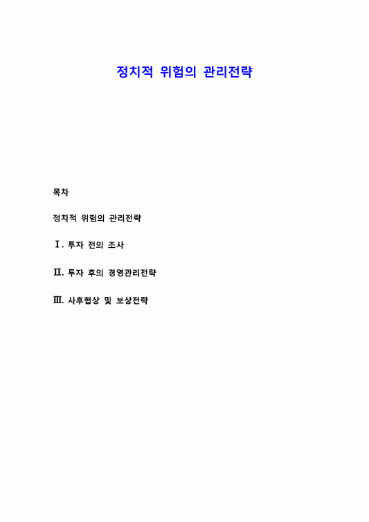 정치적 위험의 관리전략