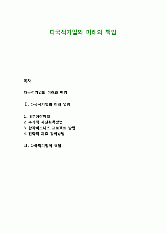 다국적기업의 미래와 책임 (다국적기업의 미래 열망, 다국적기업의 책임)