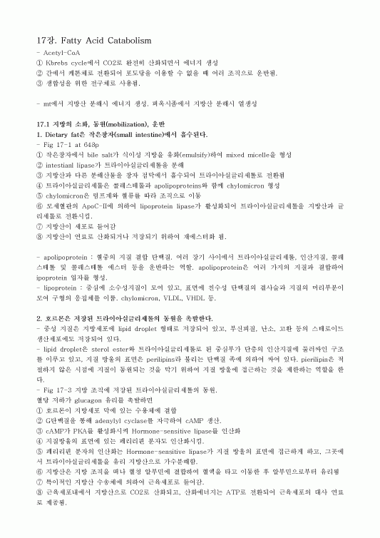 레닌저 생화학 (Lehninger Principles of Biochemistry) 5판 Ch17 ~ Ch20, Ch22 요약정리
