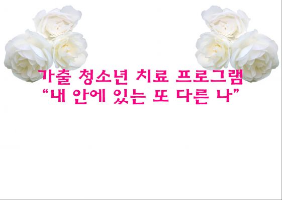 가출 청소년 치료 프로그램, 치료 복지 프로포절 (제목  내 안에 있는