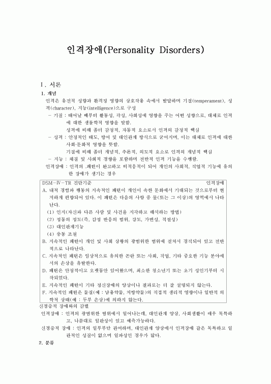인격장애 레포트 자료