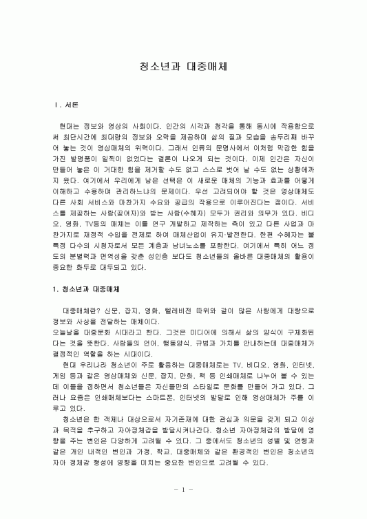 청소년과 대중 매체