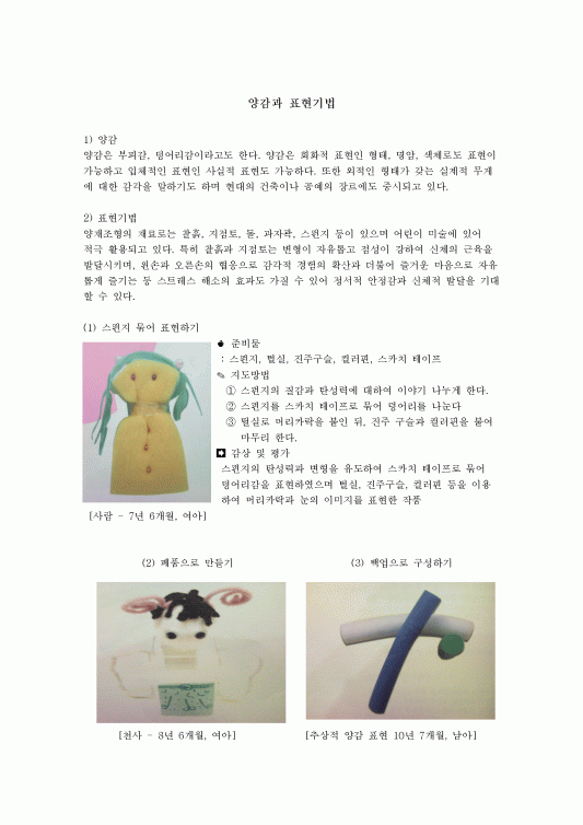 [아동미술]양감과 표현기법 요약, 이론정리