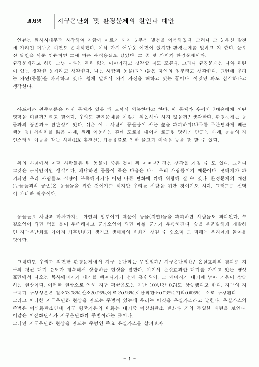 지구온난화와 환경문제 대응 방안