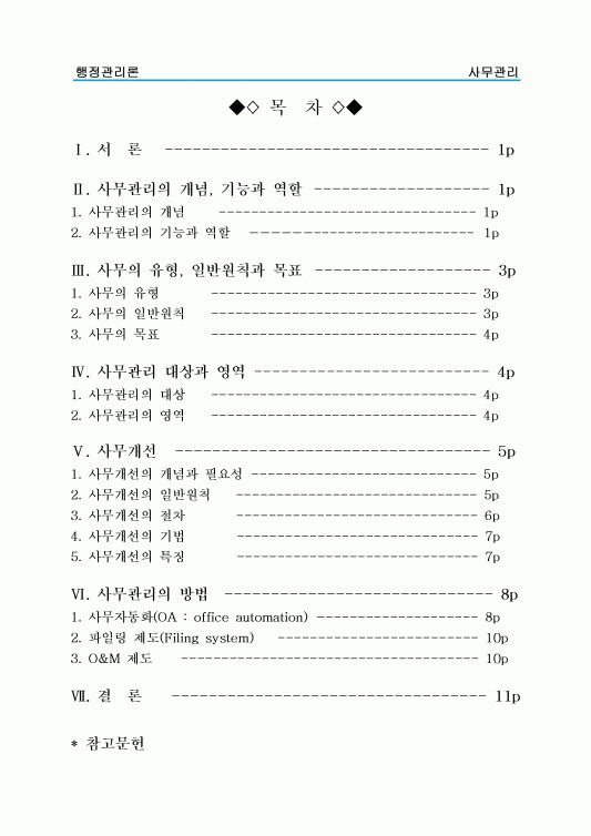 사무관리 레포트 자료