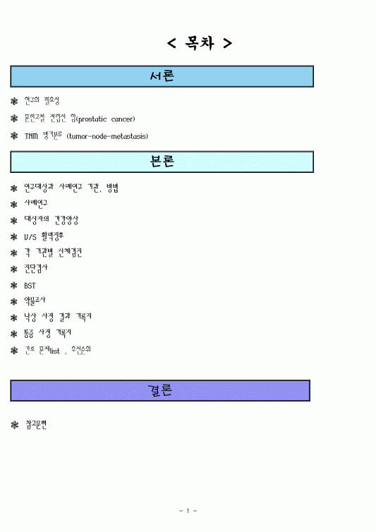 전립선 암(Prostate Cancer)에 대한 케이스 스터디 (Case Study) 입니다 - 의학적진단명 :  Malignant neoplasm of prostate 전립선 악성 신생물 종양