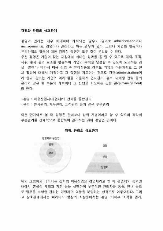 경영과 관리의 관계_ 경영과 관리의 상호관계