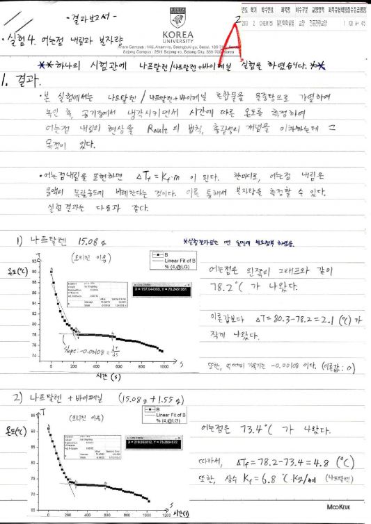 4 어는점 내림과 분자량(결과보고서, 결보)