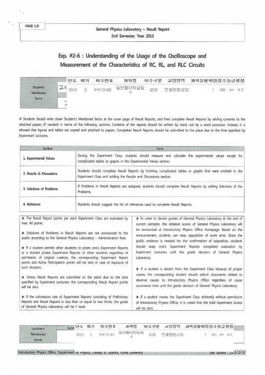 2-6 Understanding of the Usage of the Oscilloscope and Measurement of the Characteristics of RC, RL, and RLC Circuits