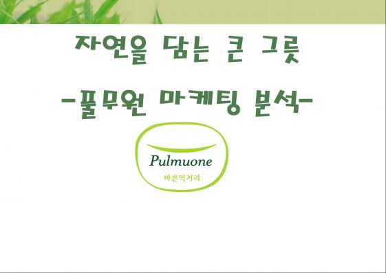 자연을 담는 큰 그릇 -풀무원 마케팅 분석 풀무원