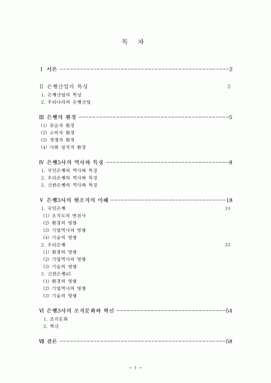 국민은행 & 우리은행 & 신한은행 조직