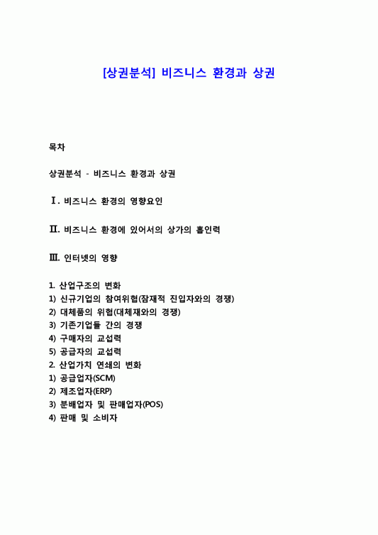 상권분석, 비즈니스 환경과 상권,글로벌 경영전략의 등장배경,  과제,  모델
