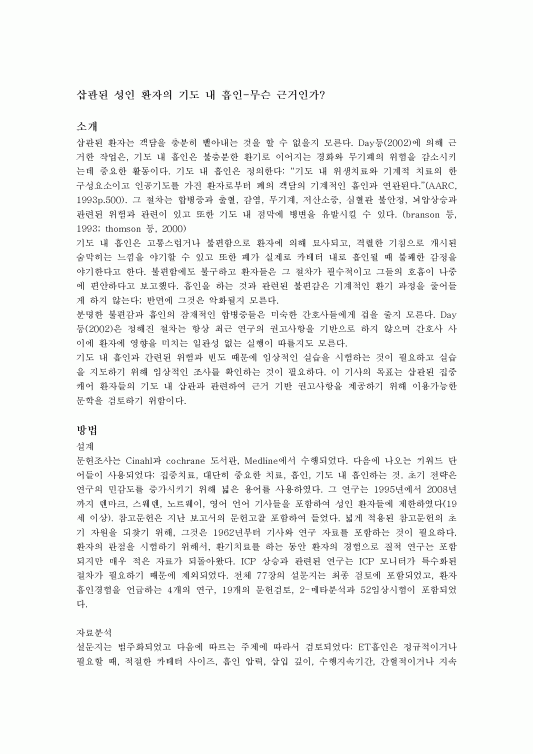 삽관된 성인 환자의 기도 내 흡인_ 무슨 근거인가? 저널 해석