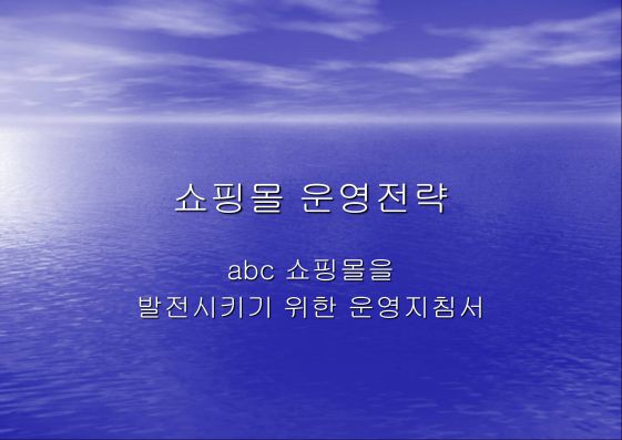 쇼핑몰 운영전략