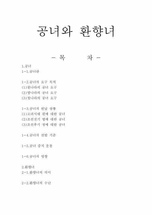 공녀와 환향녀 정의