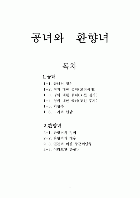 공녀(貢女)와 환향녀(還鄕女)의 개념