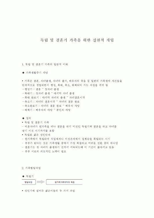 독립 및 결혼기 가족을 위한 실천적개입
