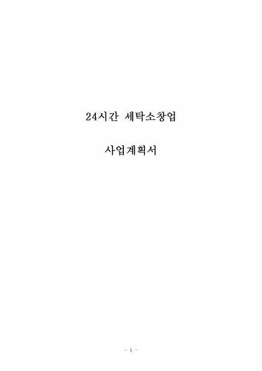 24시간 동전 세탁소 창업 사업계획서